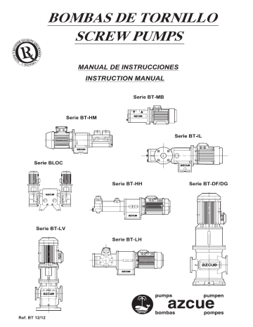 Bombas Azcue BT-DF Series, BT-IL Series Instruction Manual | Manualzz