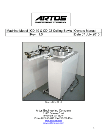 Artos Engineering Company CD-19, CD-22 Owner's Manual | Manualzz