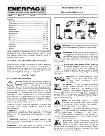 Enerpac L1608 Instruction Sheet | Manualzz