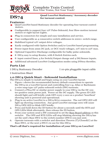 Digitrax DS74 Manual | Manualzz