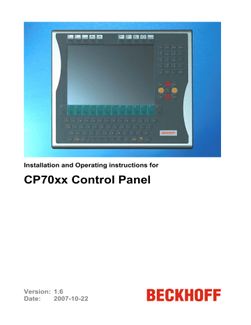 Beckhoff CP7037 Installation And Operating Instructions Manual | Manualzz