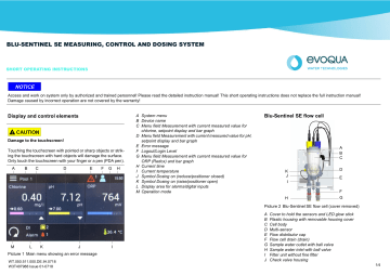 Evoqua BLU-SENTINEL SE Short Operating Instructions | Manualzz