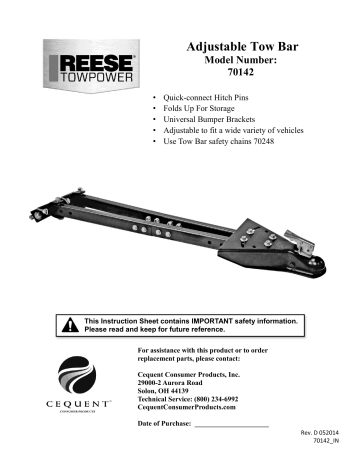 Cequent Reese Towpower 70142 Manual | Manualzz