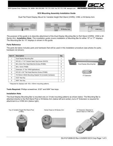 GCX M Series, VHM Mounting Assembly Installation Manual | Manualzz