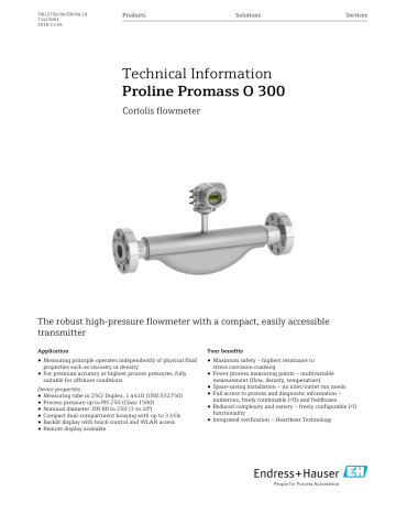 Endress+Hauser Proline Promass O 300 Technical Information | Manualzz