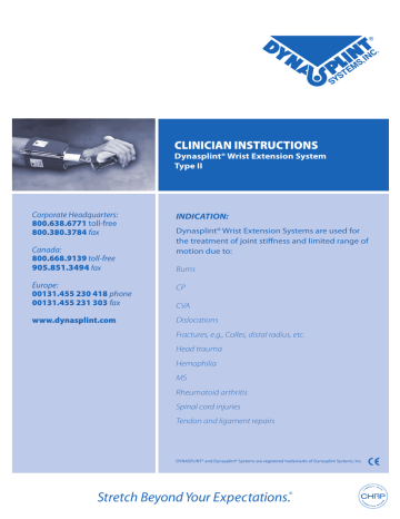 Dynasplint Type II Fitting Instructions Manual | Manualzz