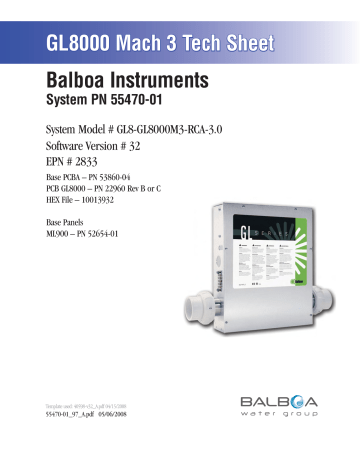 Balboa Instruments GL8000 Mach 3 Tech Sheet | Manualzz