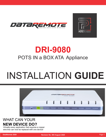 DataRemote DRI-9080 Installation Manual | Manualzz