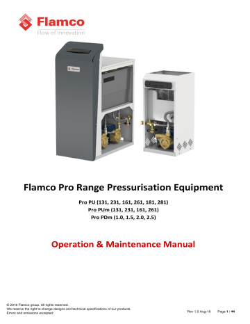 flamco Pro PU 131, Pro PU 181 Operation & Maintenance Manual | Manualzz