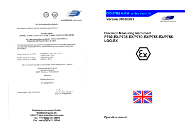 Dostmann Electronic P700-EX Operation Manual | Manualzz