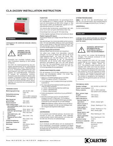 CALECTRO CLA-24 Installation Instruction | Manualzz