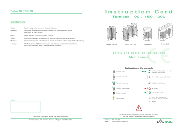 BOON EDAM Turnlock 100 Safety And Operation Instructions | Manualzz