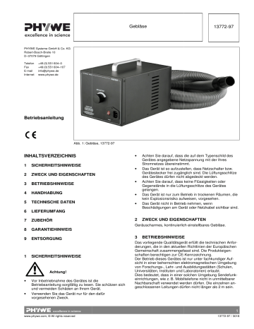 Phywe 13772-97 Betriebsanleitung | Manualzz