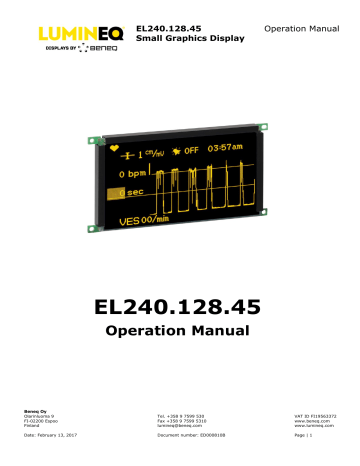 beneq Lumineq EL240.128.45 Series Operation Manual | Manualzz
