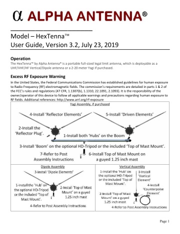 Alpha Antenna HexTenna User Manual | Manualzz
