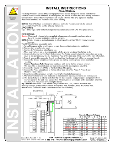 Ditek D200-277/4803Y Install Instructions | Manualzz
