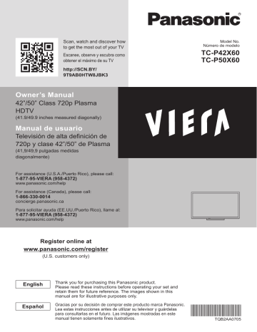 Panasonic VIERA TC-P50X60 Manual de usuario | Manualzz