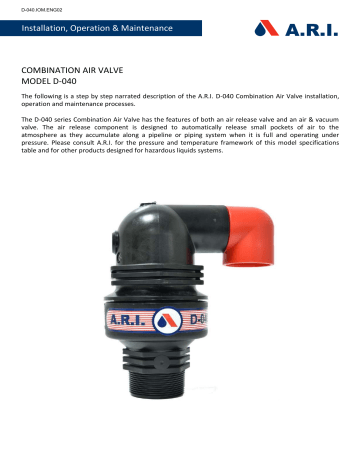 ARI D-040 Installation Operation & Maintenance | Manualzz