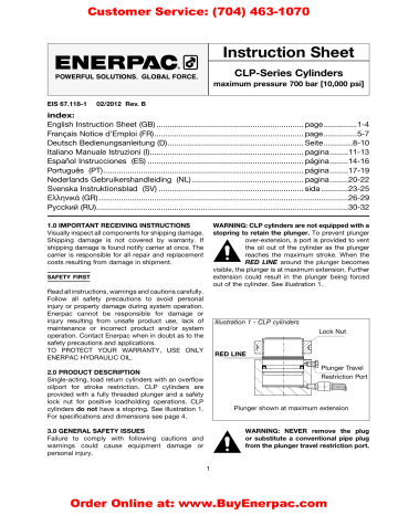 Enerpac CLP Series Instruction Sheet | Manualzz