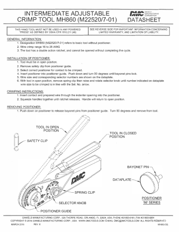DMC MH860 Datasheet | Manualzz