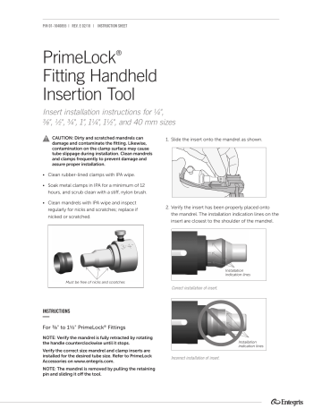 entegris PrimeLock Instruction Sheet | Manualzz