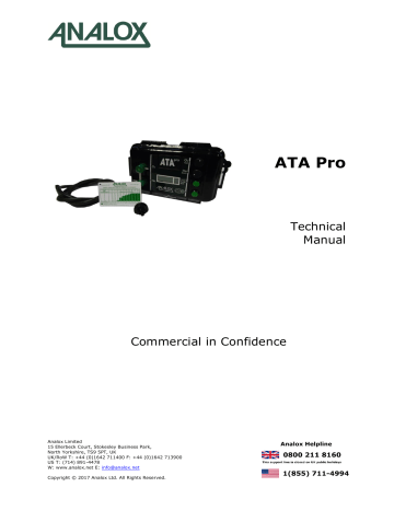 ANALOX ATA Pro, ATAPROAYYA Technical Manual | Manualzz