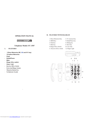 Future Call FC-1507 Operation Manual | Manualzz