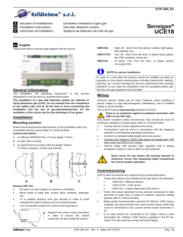 EsiWelma Sensigas UCE18 Installation Instructions | Manualzz