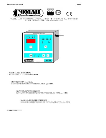 Comar Condensatori MPR Instruction Manual | Manualzz