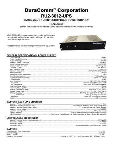 DuraComm RU2-3012-UPS User Manual | Manualzz
