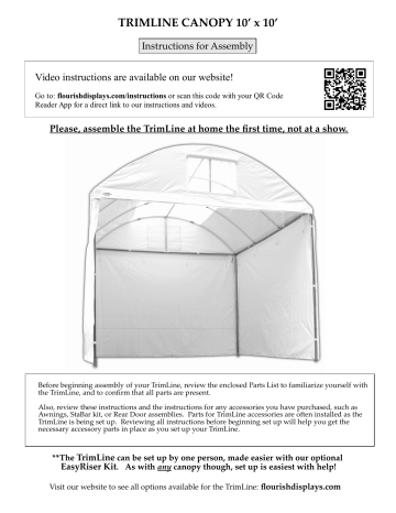 Flourish TRIMLINE CANOPY 10’ x 10’ Instructions For Assembly | Manualzz
