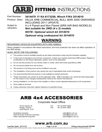 ARB 3414470 Fitting Instructions Manual | Manualzz