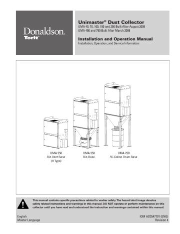Donaldson Torit Unimaster UMA 40 Installation And Operation Manual ...