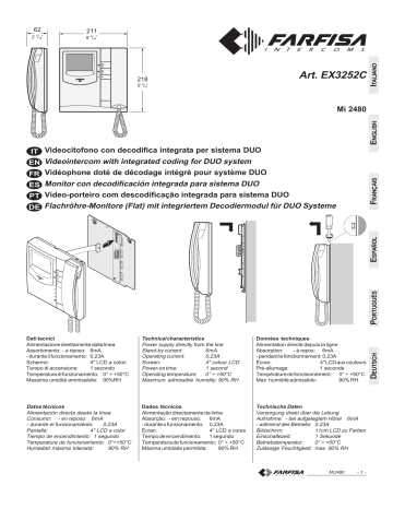 Farfisa EX3252C series Manual | Manualzz
