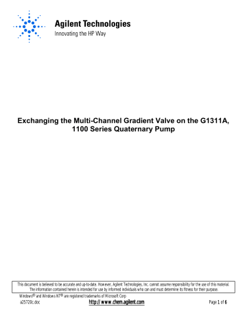 Agilent Technologies 1100 Series Manual | Manualzz