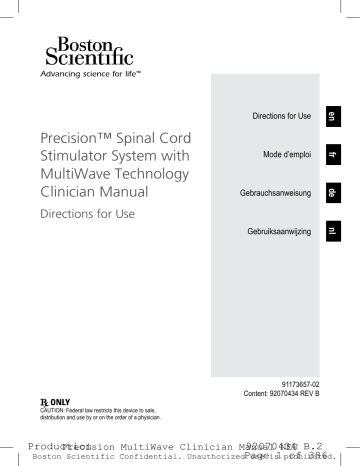 Boston Scientific Precision SCS System Series Directions For Use Manual ...