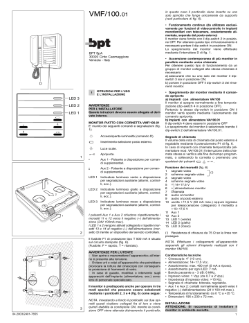 Bpt VMF/100.01 Instructions For Use And Installation | Manualzz