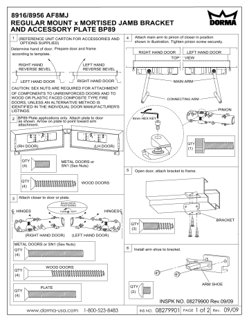 Dorma 8916 AF8MJ Manual | Manualzz