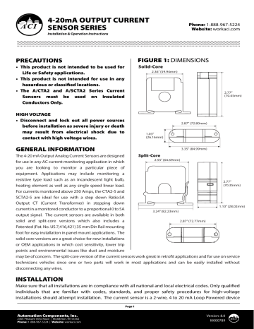aci A/CTA2 Series Installation & Operation Instructions | Manualzz
