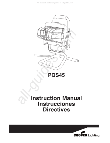 Cooper Lighting PQS45 Instruction Manual | Manualzz