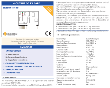 Erone SEL2641R433-OC4 Manual | Manualzz
