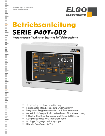 ELGO Electronic P40T, P40T-002 Serie Betriebsanleitung | Manualzz