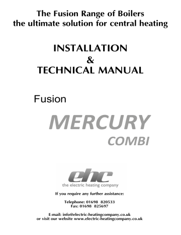 EHC Fusion MERCURY COMBI Installation & Technical Manual | Manualzz