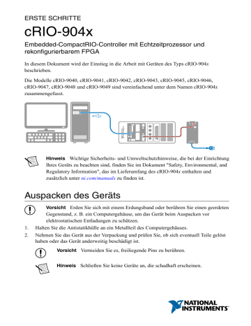 National Instruments cRIO-9047, cRIO-9048 Erste Schritte | Manualzz