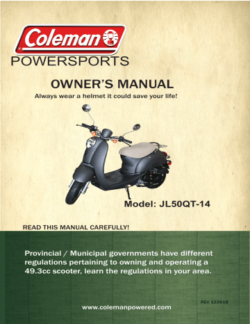 Coleman Powersports JL50QT-14 Owner's Manual | Manualzz
