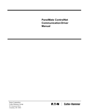 Cutler-Hammer EATON PanelMate ControlNet Manual | Manualzz