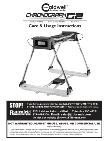 Caldwell Chronograph G2 Usage Instruction | Manualzz