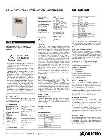 CALECTRO CALAIR-PR-230V Installation Instruction | Manualzz