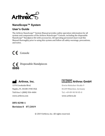 Arthrex NanoScope Manual | Manualzz