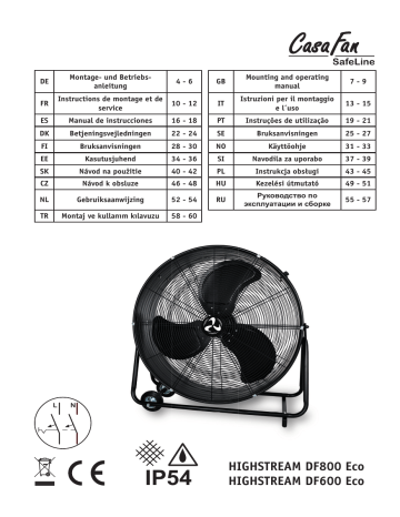 CasaFan HIGHSTREAM DF800 Eco Mounting And Operating Manual | Manualzz